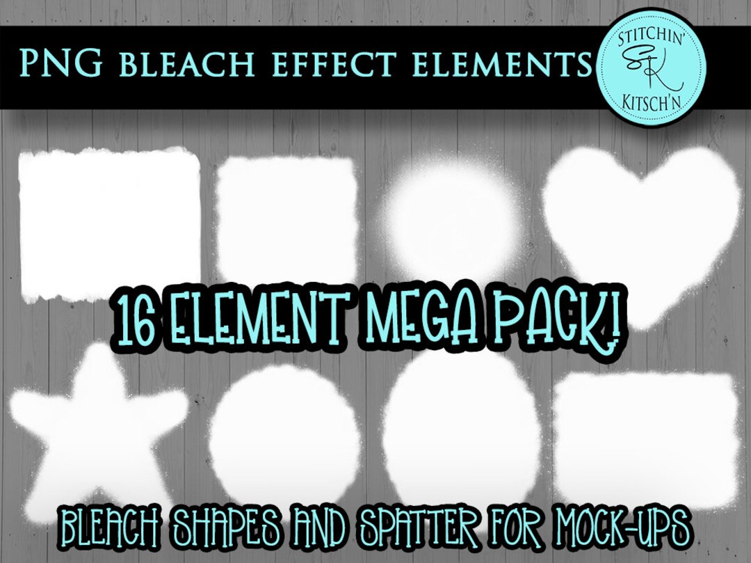 Bleach Effect Elements PNG Design Mega Bundle for Mock-ups, Bleach ...