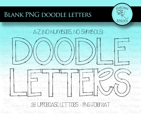 Blank Doodle Letters PNG Alphabet Transparent Sublimation - Etsy