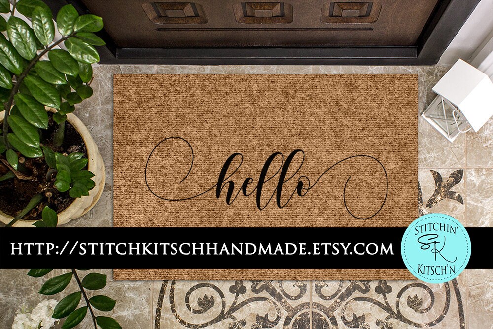 Hello SVG Hello Welcome Mat and Door Sign SVG Hello svg for | Etsy