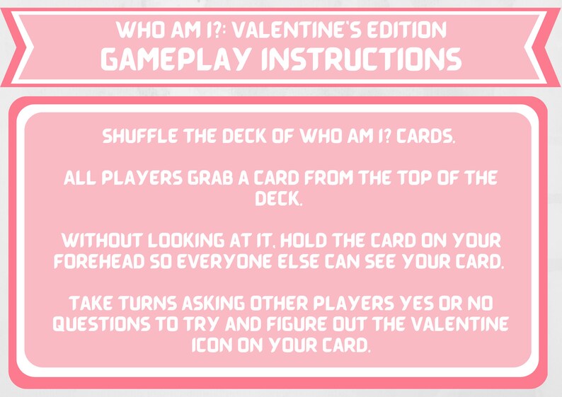 Valentine's Day Guessing Game: Who Am I | Printable Kids Class Party ...