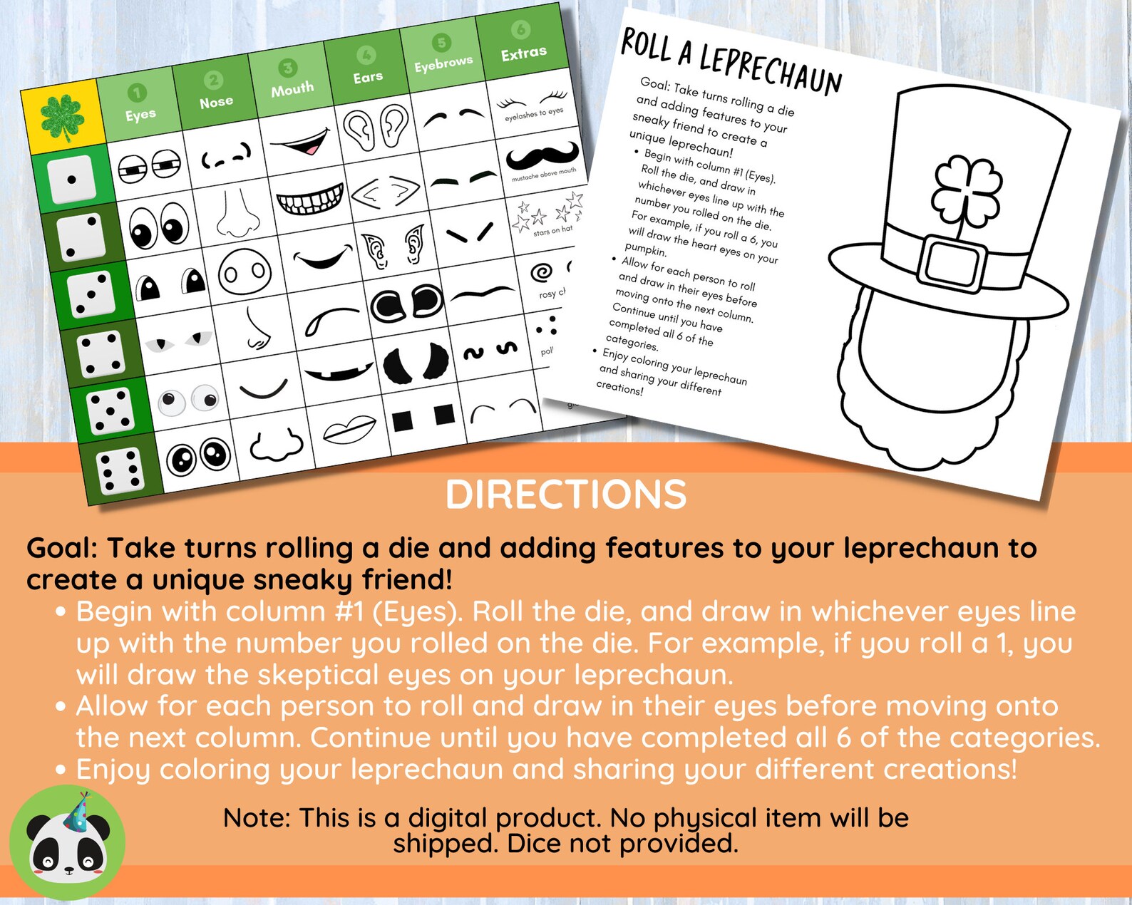 St. Patrick's Day Kids Game Roll a Leprechaun St Pattys Day Activity St ...