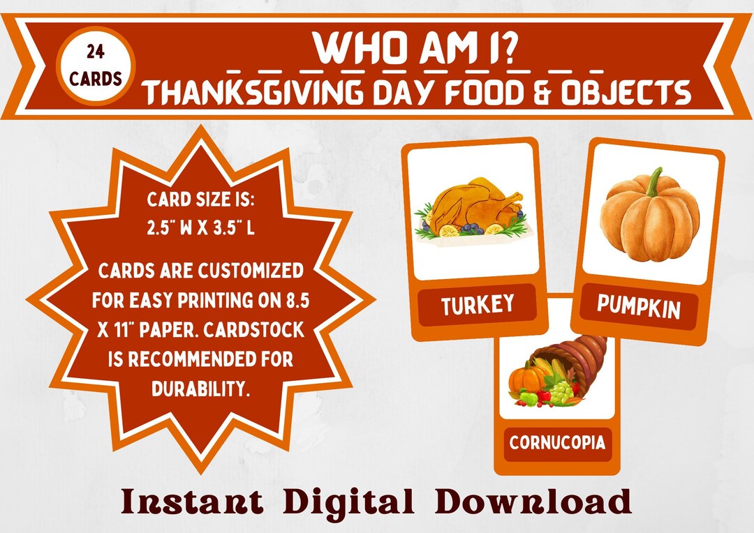 Who Am I? Game | Thanksgiving Edition | Printable Kids Game | Fun ...