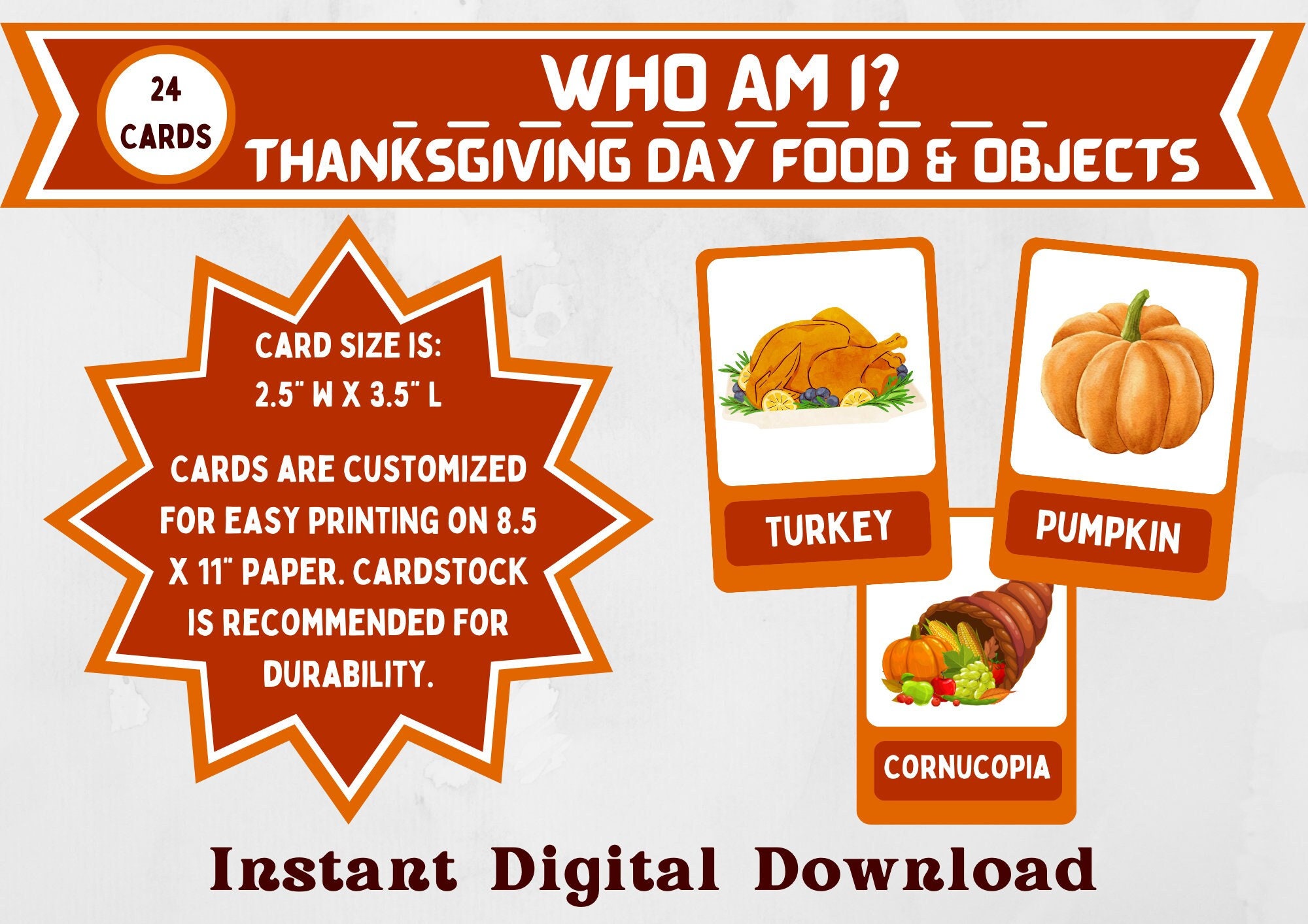 Who Am I? Game | Thanksgiving Edition | Printable Kids Game | Fun ...