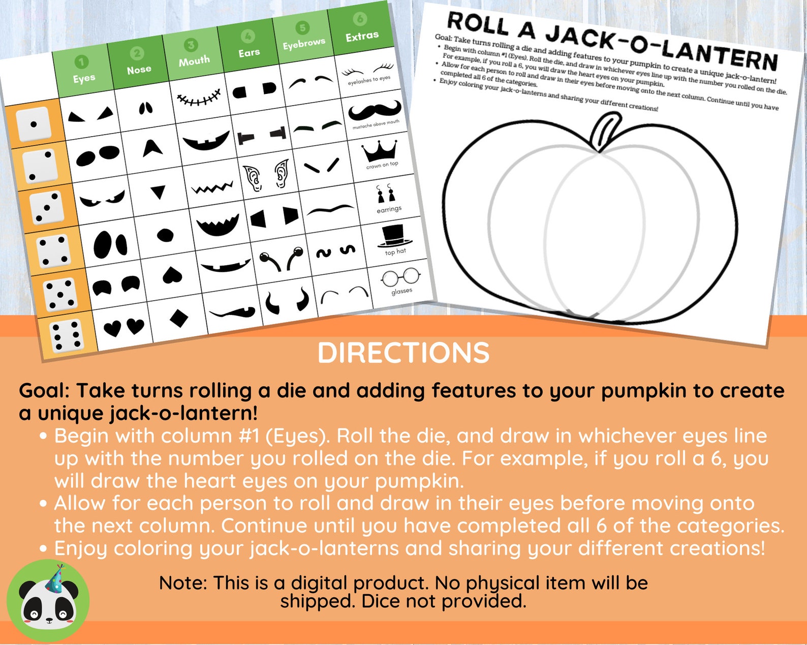 Halloween Roll a Jack-o-lantern Pumpkin Game | Halloween Activity ...