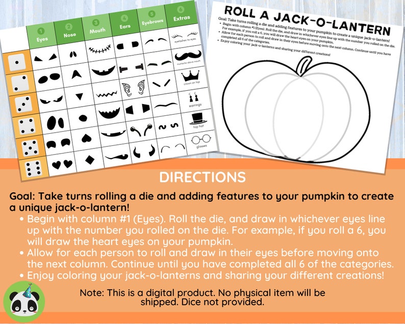 Halloween Roll a Jack-o-lantern Pumpkin Game | Halloween Activity ...