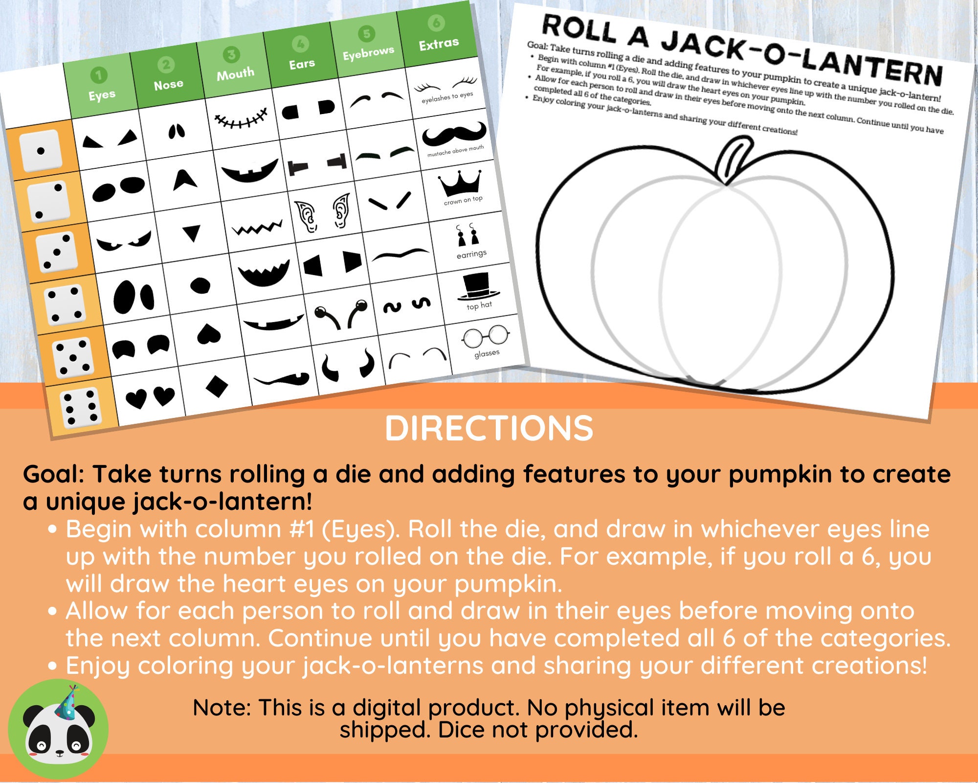 Halloween Roll a Jack-o-lantern Pumpkin Game | Halloween Activity ...