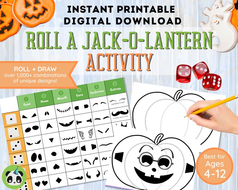 Halloween Roll a Jack-o-lantern Pumpkin Game | Halloween Activity ...