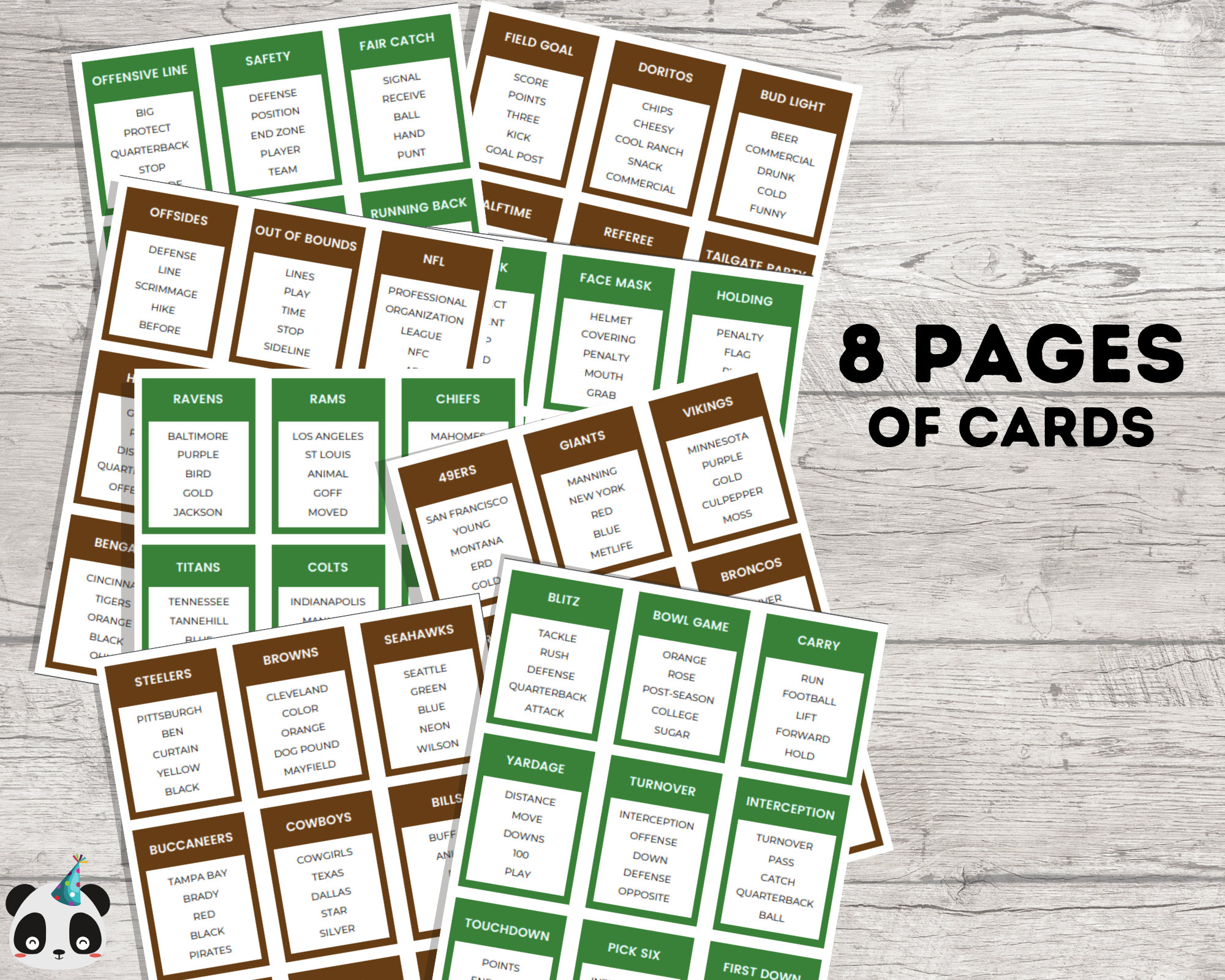 Football Taboo | Football Party Game | the Big Game 2024 | Printable ...