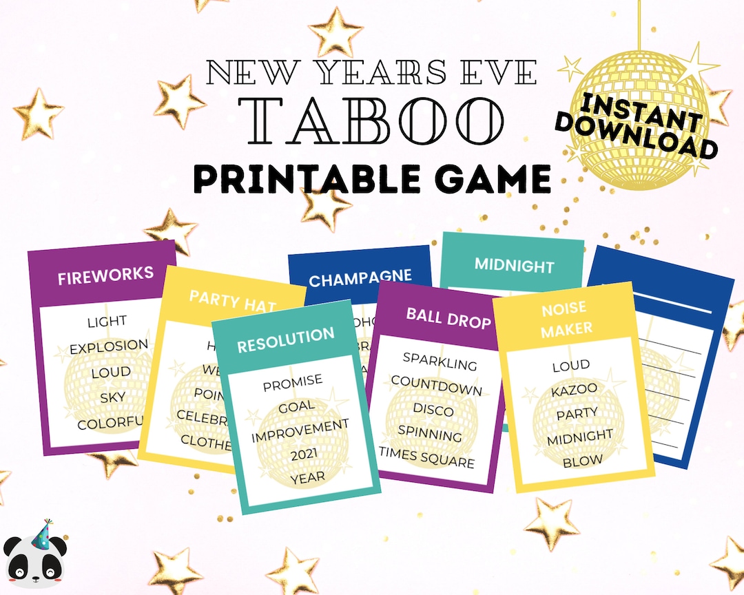 New Years Eve Taboo Game | NYE 2024 Party | Instant Printable Digital ...