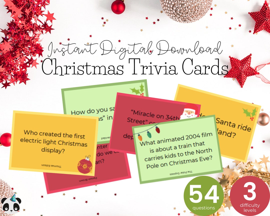 Christmas Trivia | 54 Cards Christmas Party Game | Digital Download ...
