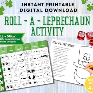 St. Patrick's Day Kids Game Roll a Leprechaun St Pattys Day Activity St ...