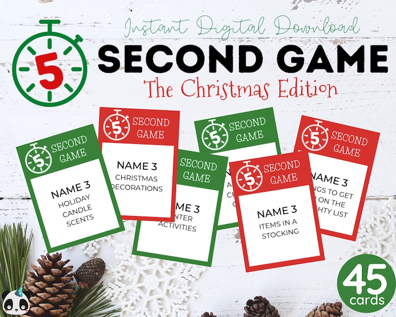 Christmas 5 Second Game 45 Cards Christmas Party Game - Etsy