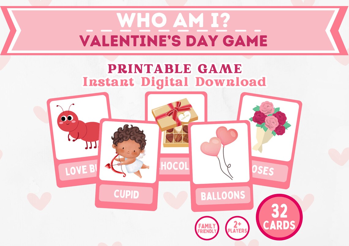 Valentine's Day Guessing Game: Who Am I | Printable Kids Class Party ...