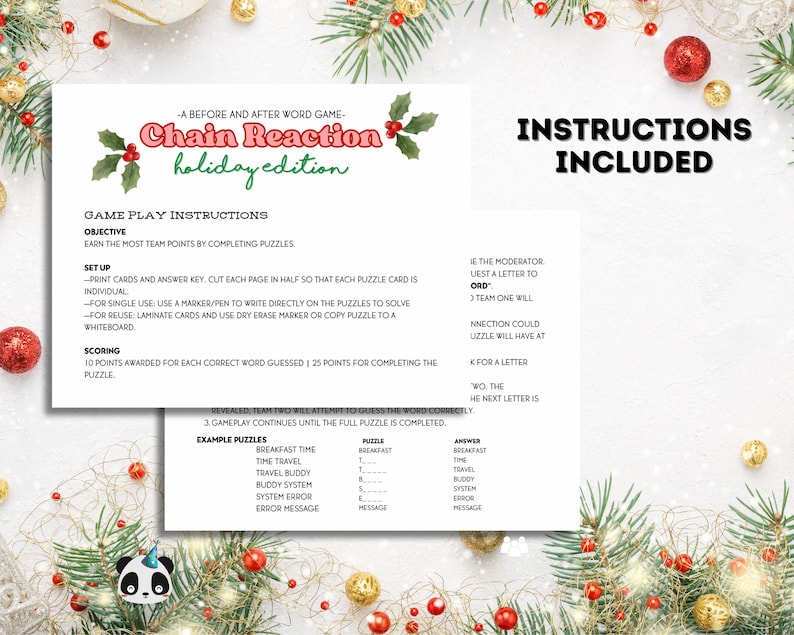 Chain Reaction Game Holiday Edition | Printable Game | Christmas Game ...