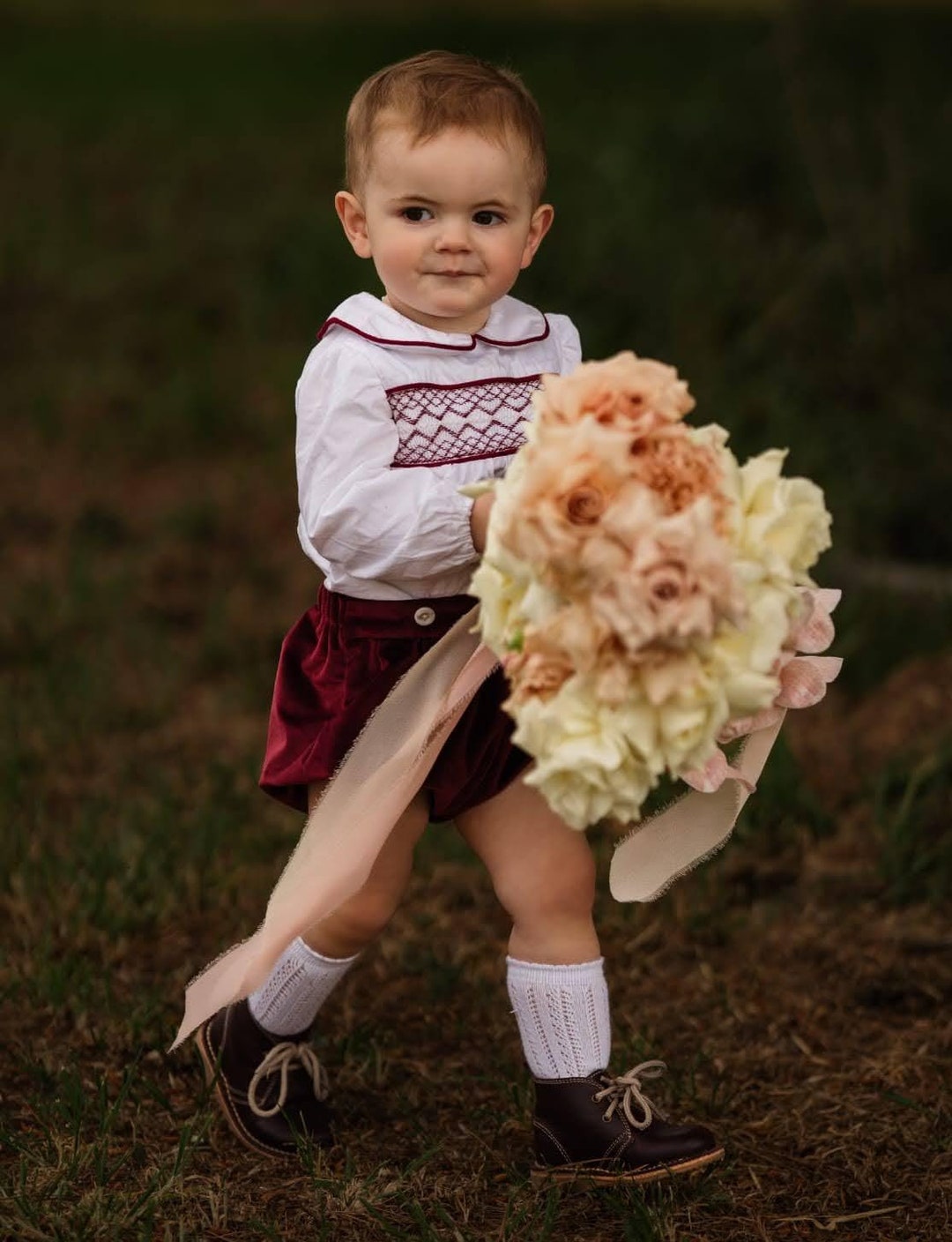 Made to Order - Smocked Toddler/baby Boy Shirt and Velvet Bloomers ...