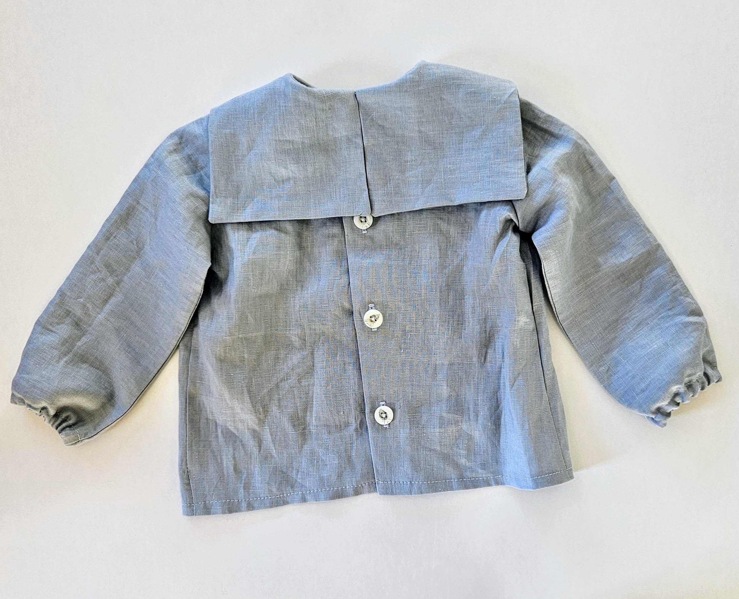 Custom Linen Baby Sailor Collar Shirt: Handmade Top, Square Collar ...
