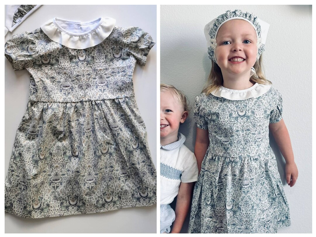 Made to Order - Liberty Baby Young Girl Dress With Contrast Linen ...