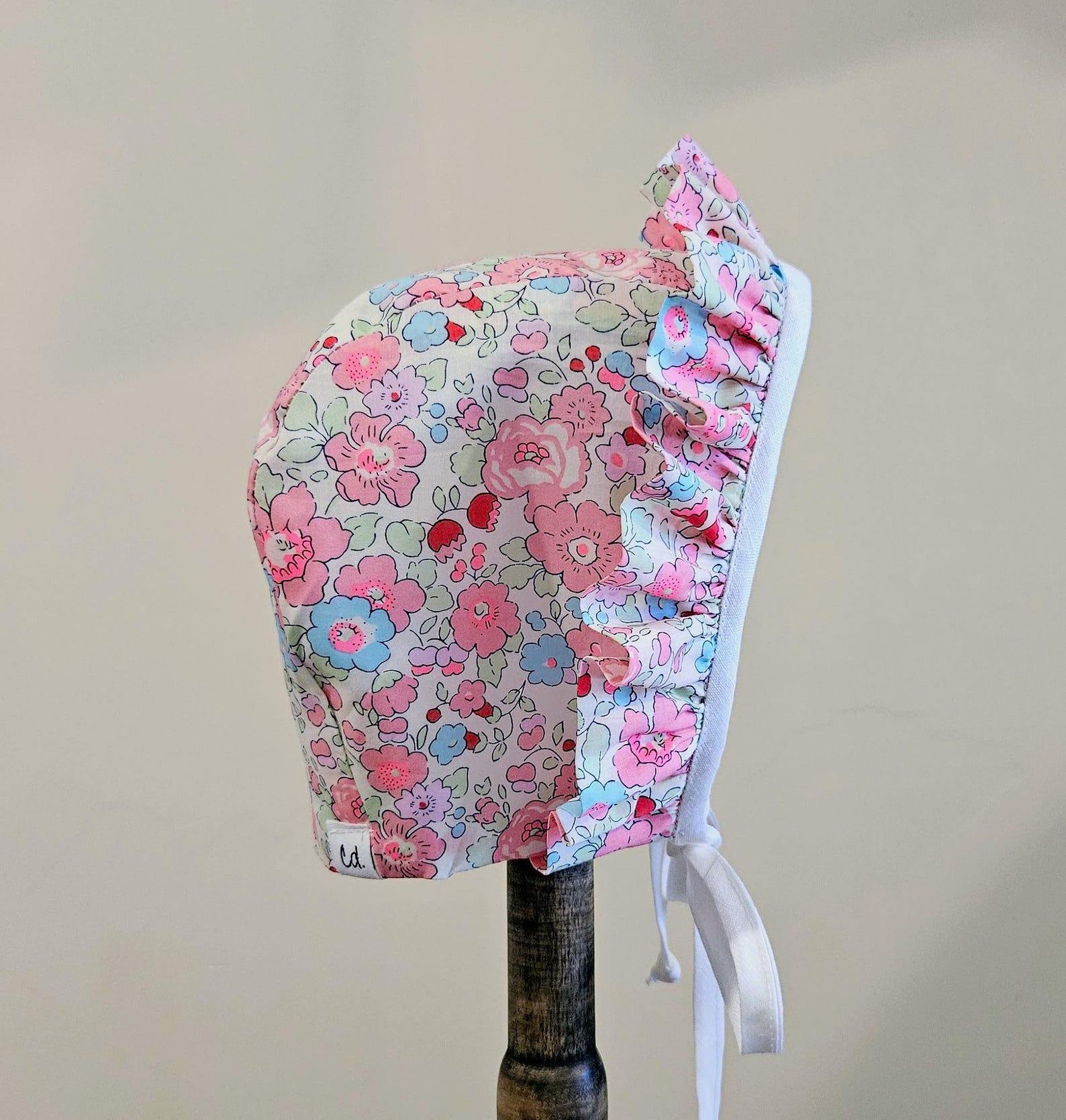 Liberty Baby Bonnet With Ruffle and Linen Binding -airman - Any Size 3 ...