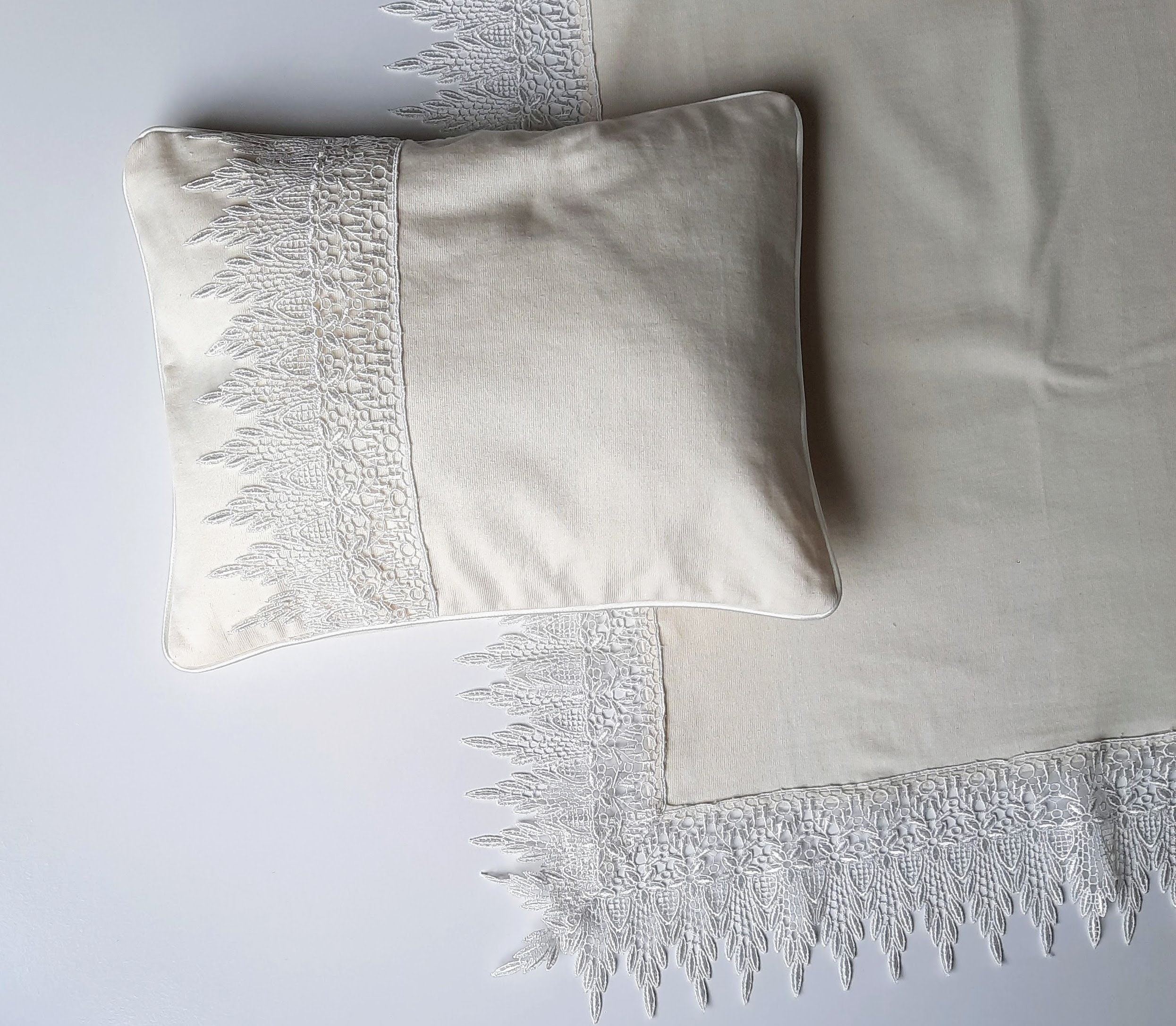 Lace Trim Jersey Knit Baby Wrap Set - Custom Pram or Cradle Sheet ...