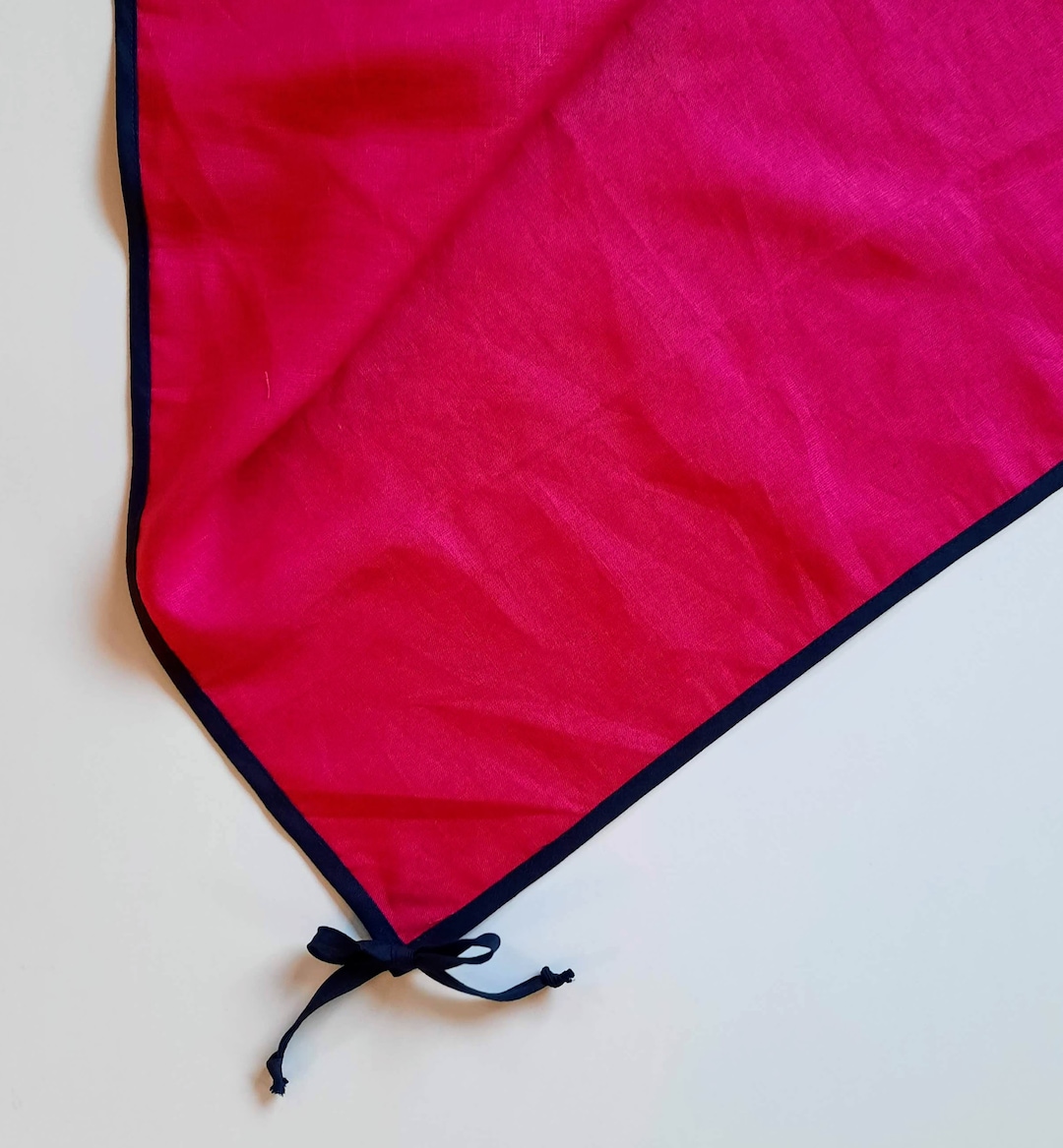 Square Linen Scarf With Linen Binding, With or Without Bow Pink Red ...