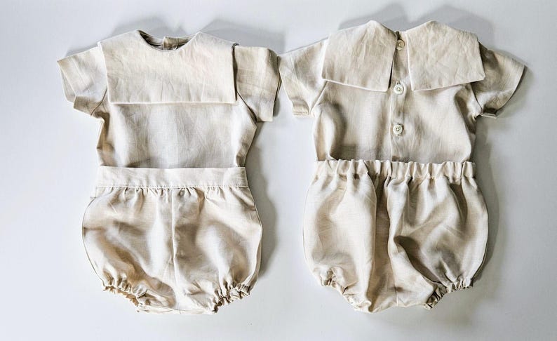 Custom Linen Baby Sailor Collar Shirt: Handmade Top, Square Collar ...
