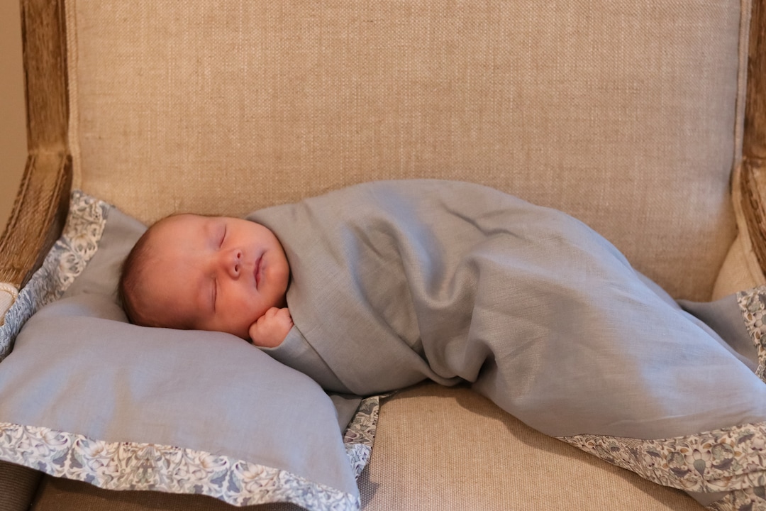 Liberty & Linen Baby Wrap Set - Pram/cradle Sheet and Pillow Set - Baby ...
