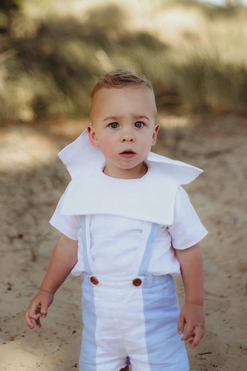 Custom Linen Baby Sailor Collar Shirt: Handmade Top, Square Collar ...