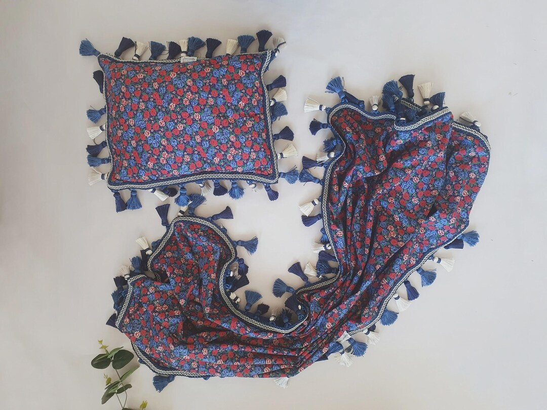 Liberty Wrap Set With Tassel Fringe Trim - Custom Designer Baby Shawl ...