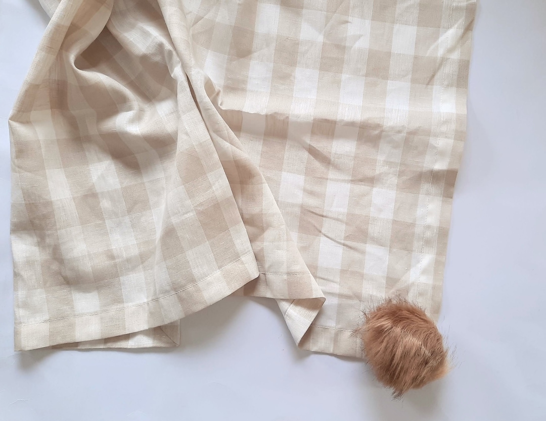 Gingham Linen Baby Wrap Set With Flange Edge - Sheet and Pillowcase Set ...