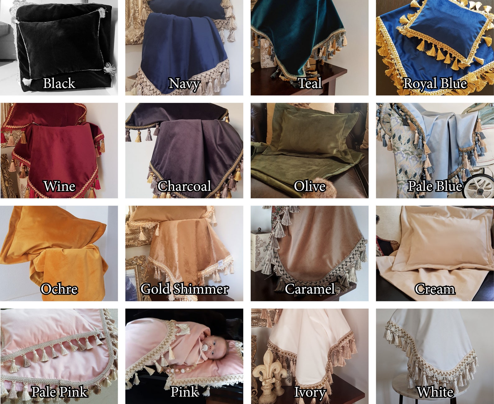 Velvet Wrap with plain lining and tassel fringe trim custom | Etsy