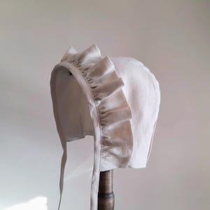 Linen Ruffle Baby Bonnet With Binding Ties - From 3-36 Months - Made to ...