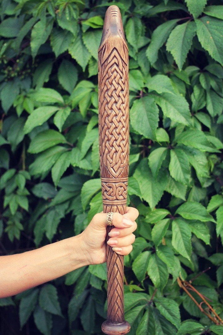 Fenrir Cudgel Viking Cudgel Nordic Cudgel Carving Bat Etsy Uk