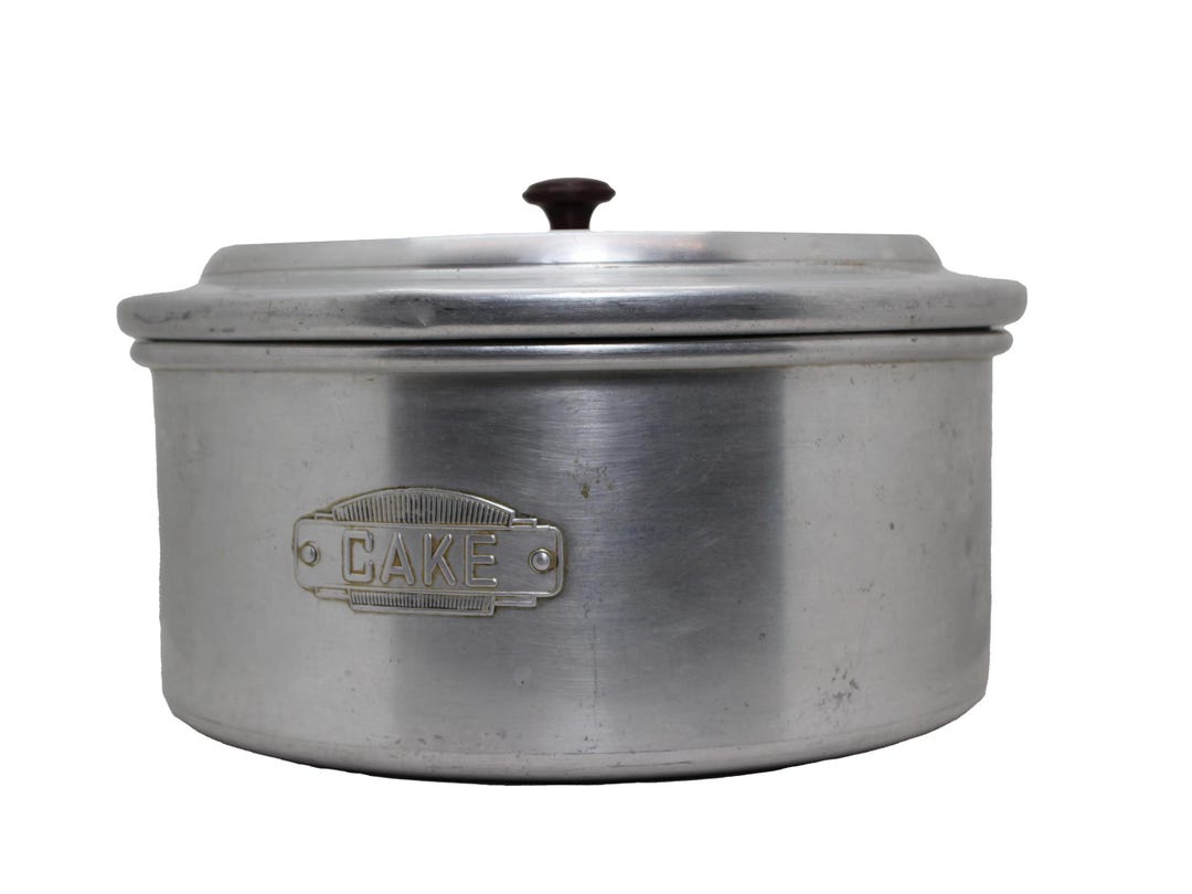 Vintage Aluminum Cake Tin With Lid – Retro Mid-century Metal Cake ...