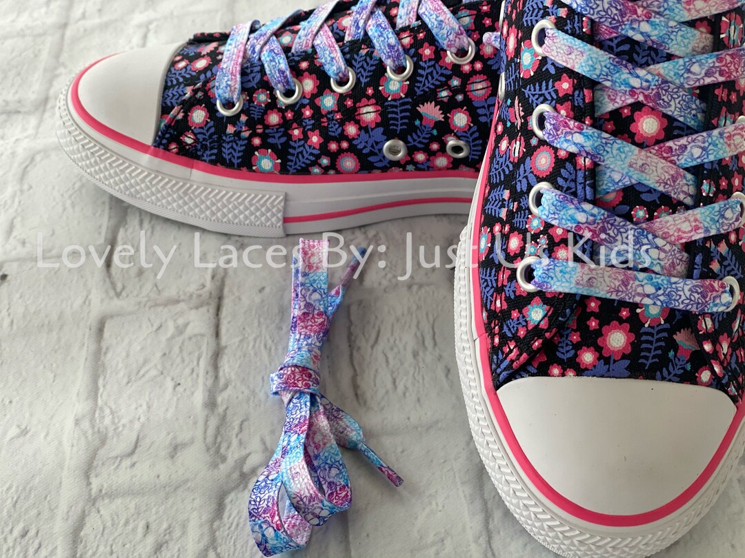 Floral Stamp Print Shoelaces for Sneakers - Etsy