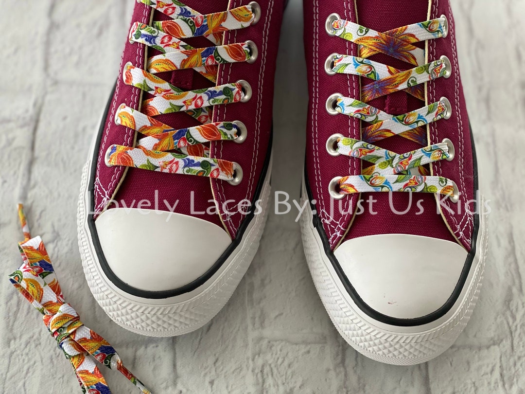 Floral Print Shoelaces for Sneakers - Etsy