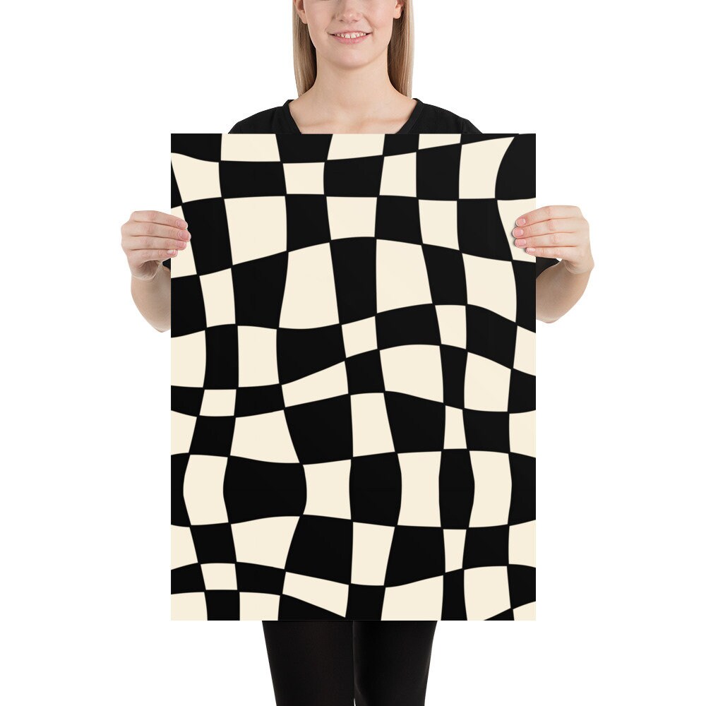 Black and Cream Checker Print, Aesthetic Wall Art Poster - Etsy