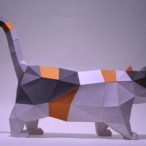 Munchkin Cat Walking Paper Craft, Digital Template, Origami, PDF ...