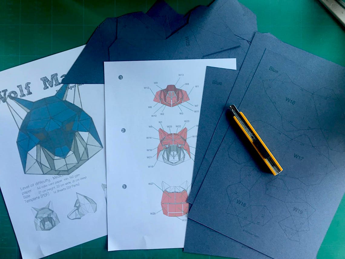 Wolf Mask Paper Craft Digital Template Origami PDF Download - Etsy