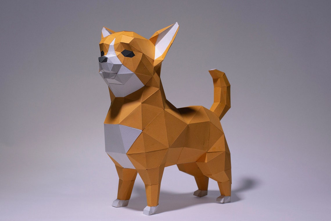 Chihuahua Dog Paper Craft Digital Template Origami PDF - Etsy