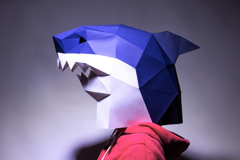 Shark Mask Papercraft Mask Template Origami PDF Download - Etsy