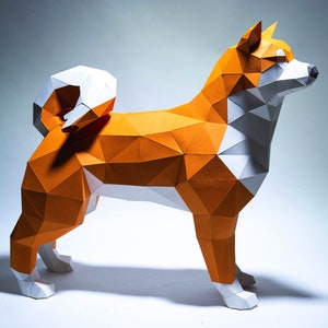 Shiba inu Paper Craft, Plantilla digital, Origami, Descarga de PDF DIY ...
