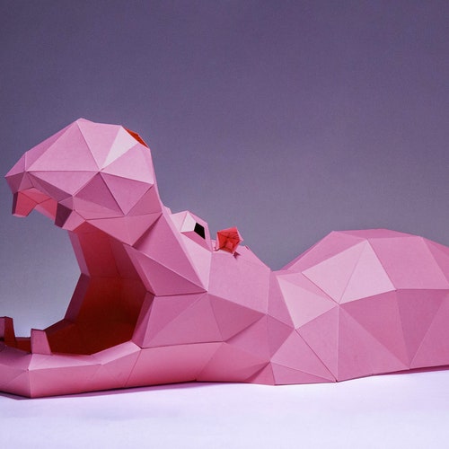 Hippo Paper Modelpapercraft DIY Low Poly PDF Papercraft - Etsy