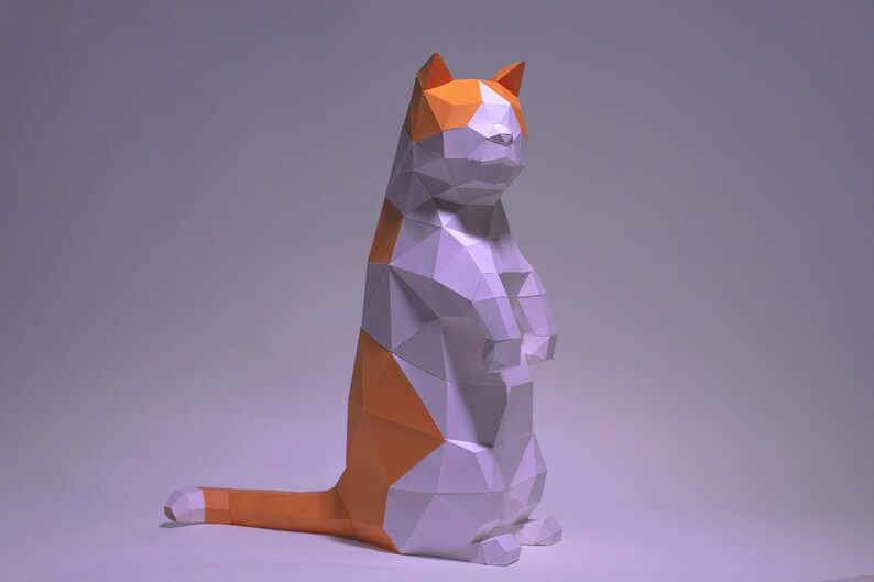 Munchkin Cat Stand up Paper Craft Digital Template Origami - Etsy