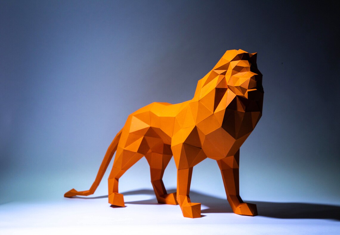 Lion Paper Craft Digital Template Origami PDF Download DIY - Etsy