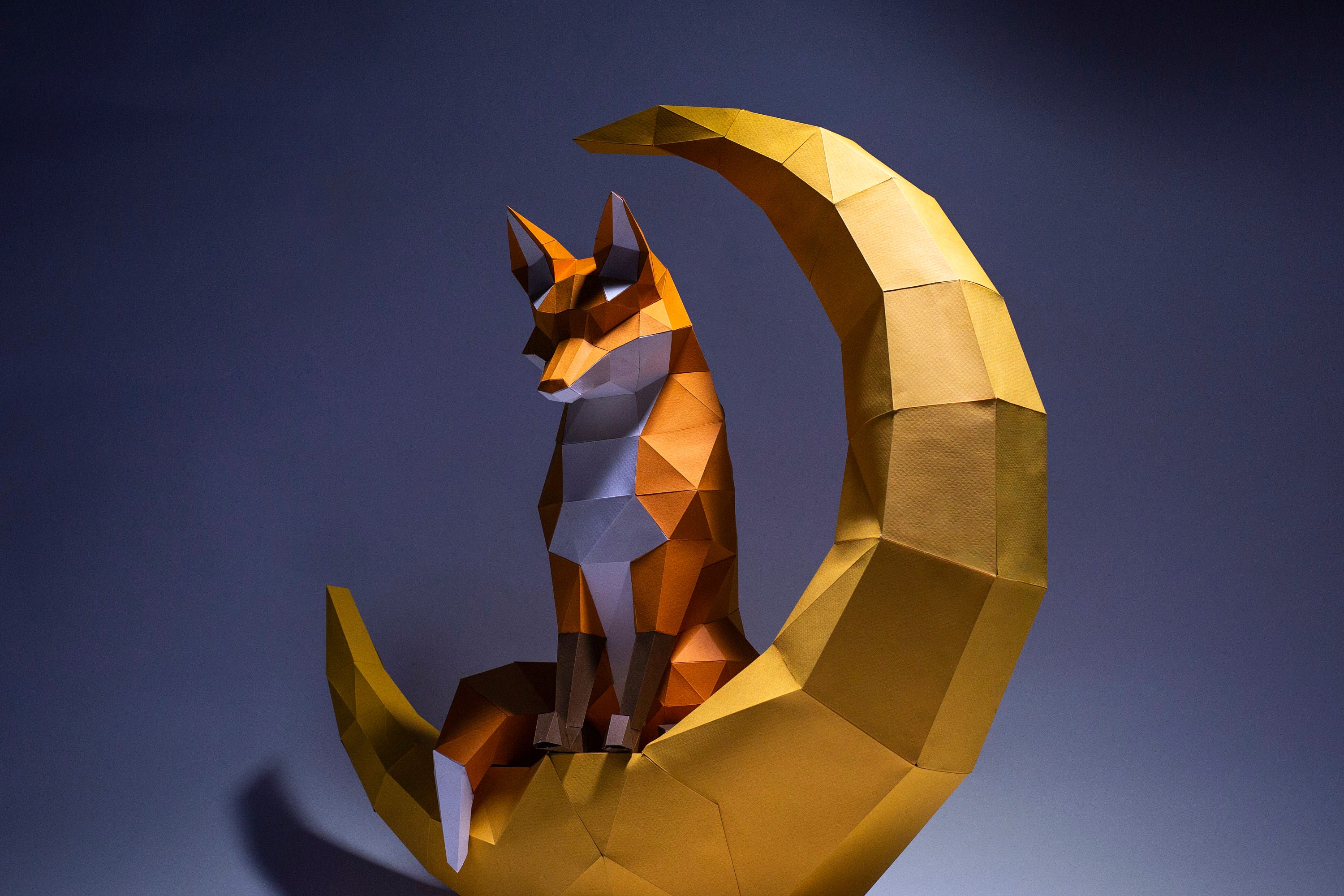 Moon Fox Paper Craft Digital Template Origami PDF Download - Etsy