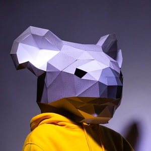 Koala Mask, Papercraft Mask Template, Origami, PDF Download DIY, Low ...