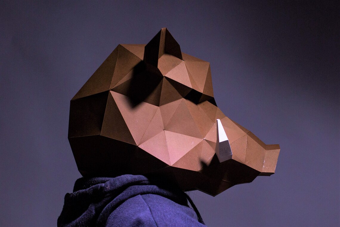 Wild Boar Mask, Papercraft Mask Template, Origami, PDF Download DIY ...