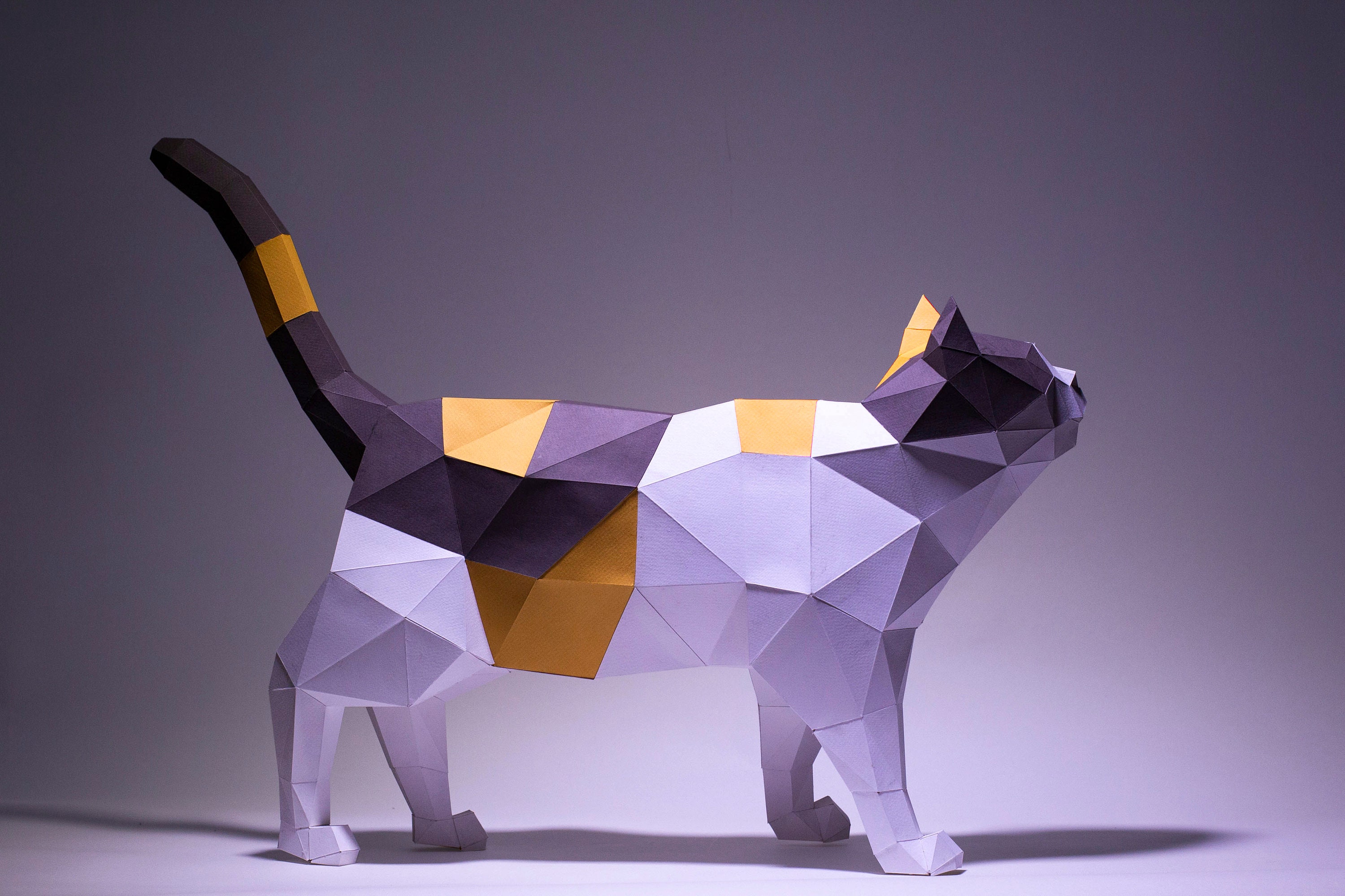 Cat Stand Paper Craft, Digital Template, Origami, PDF Download DIY, Low ...
