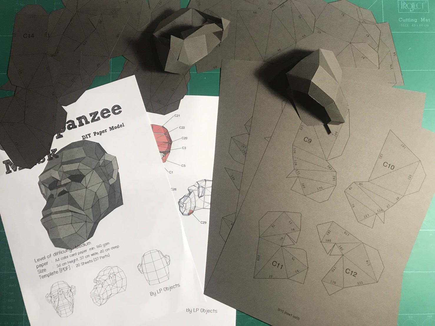Chimpanzee Mask Paper Craft Digital Template Origami PDF | Etsy