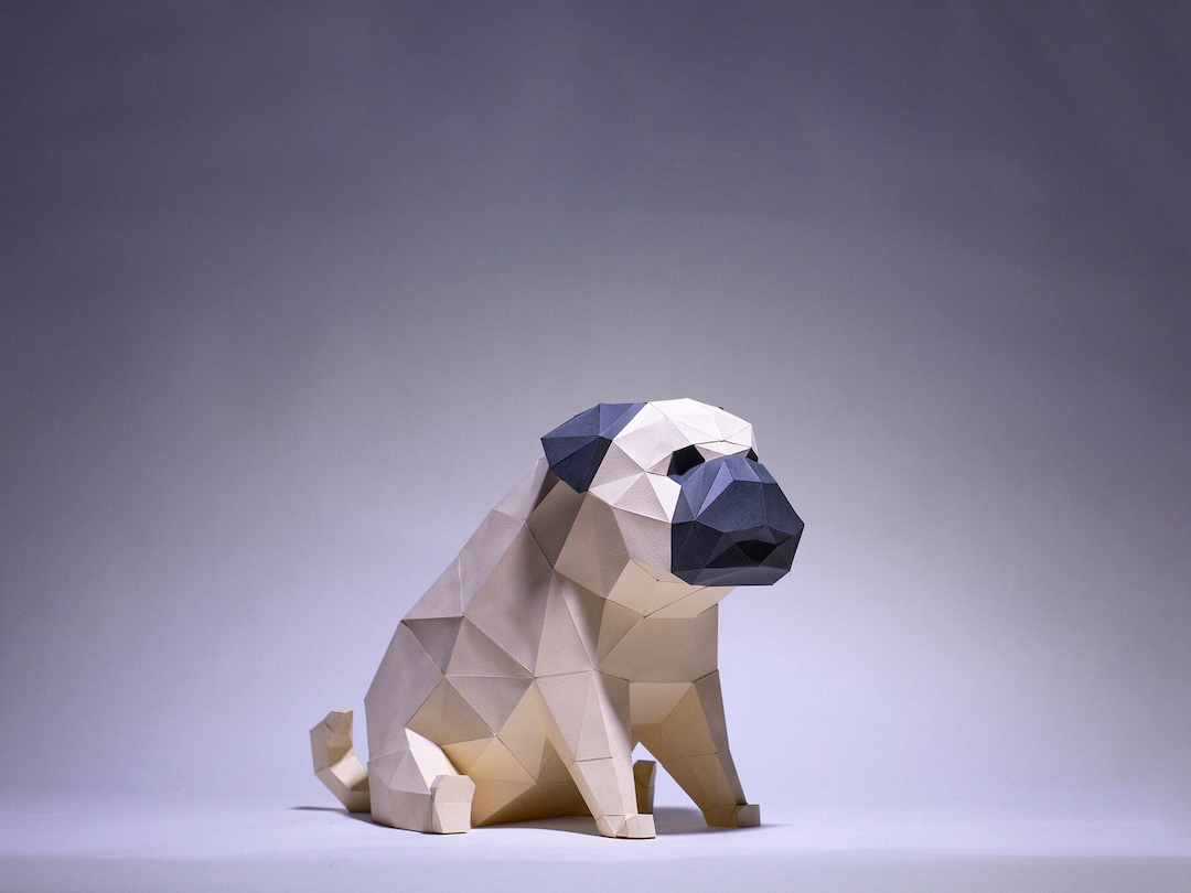 Pug Dog Paper Model, Pug Papercraft, Papercraft, Dog Model, PDF ...
